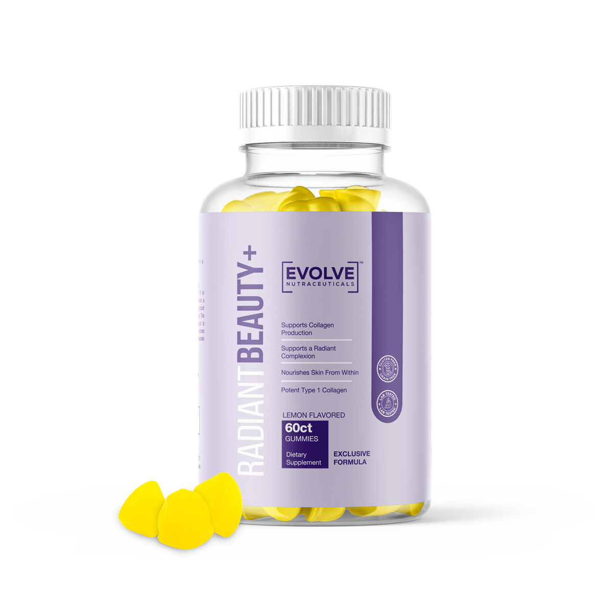 Radiant Beauty+ Gummies, Hair Skin and Nails, Biotin 2500mcg, Hydrolyz